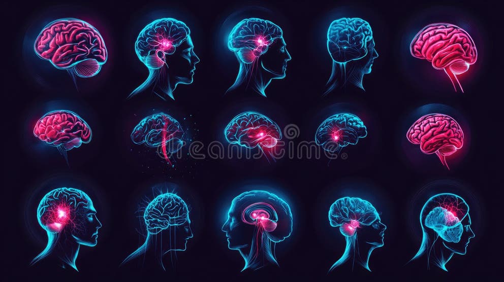 Anatomically Correct Illustrations of the Human Brain with Glowing ...
