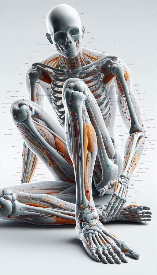 Anatomically Detailed Human Skeleton Model in a Sitting Pose Stock ...