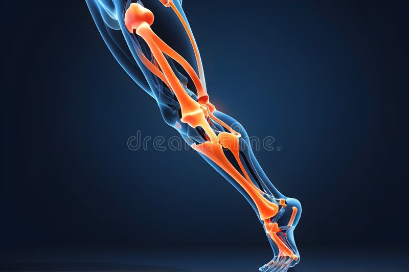 X-Ray Style Running Leg with Highlighted Joints and Bones – Sports ...