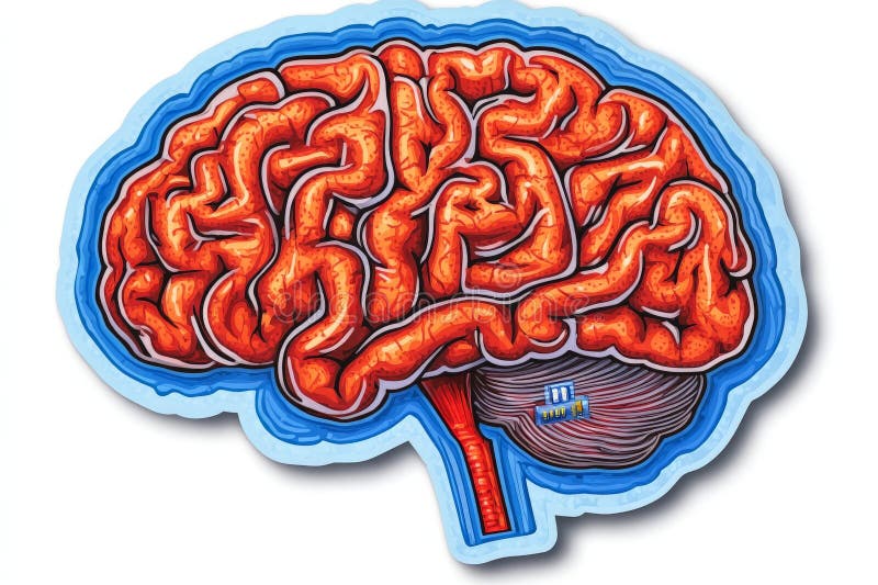 Anatomically Inspired Orange Digital Brain Illustration Stylized ...