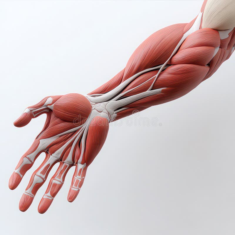 Anatomy of Arm Muscles with Clear Visibility of Nerves. Stock ...