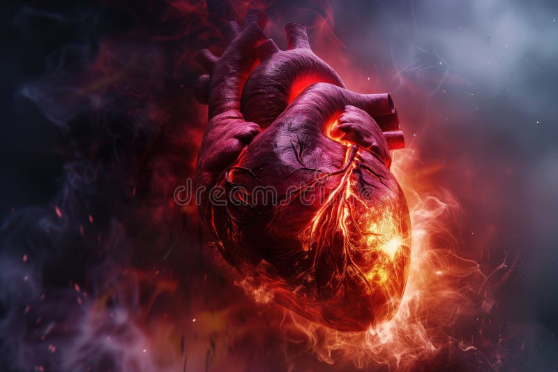 Anatomy 3D Rendering Illustration of an Inflamed Heart Stock Photo ...