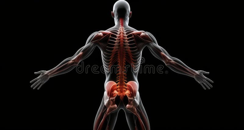 Anatomy of a Human Back in 3D Stock Illustration - Illustration of ...