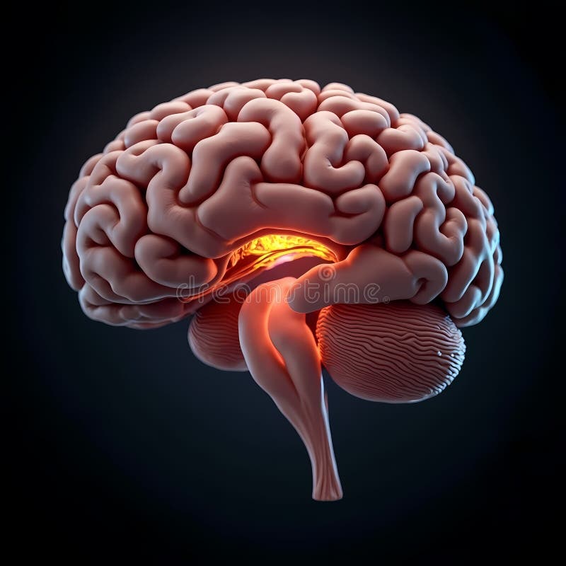 Illuminated Human Brain Anatomy Stock Illustration - Illustration of ...