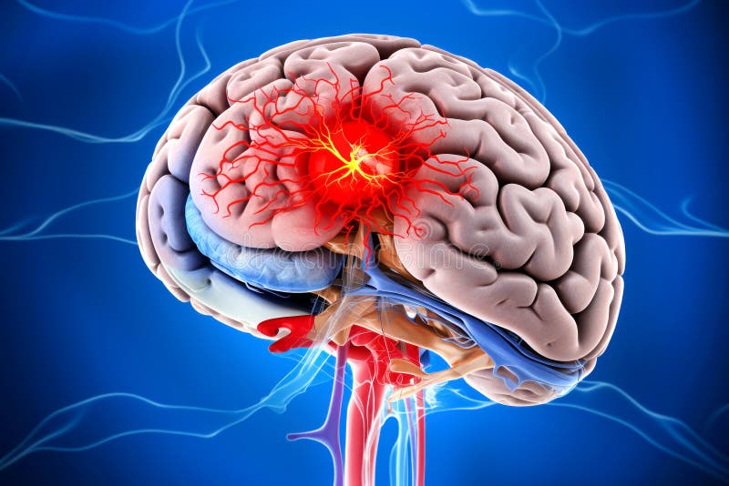 Anatomy of the Human Brain during a Stroke - Medical X-ray Illustration ...