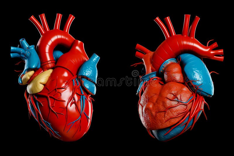 Anatomy of a Human Heart, Front and Side View. Generative AI Stock ...