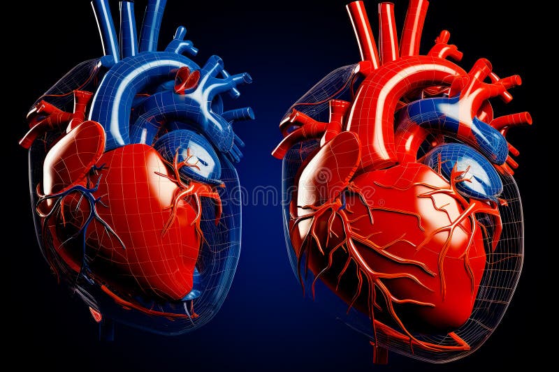 Anatomy of a Human Heart, Front and Side View. Generative AI Stock ...