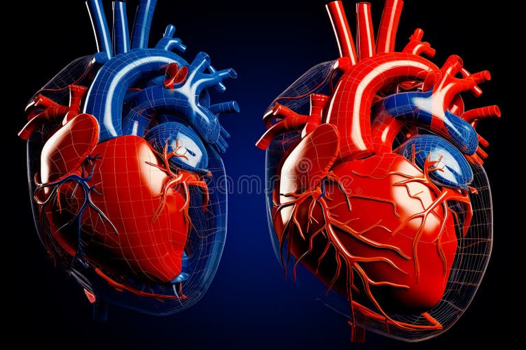 Anatomy of a Human Heart, Front and Side View. Generative AI Stock ...