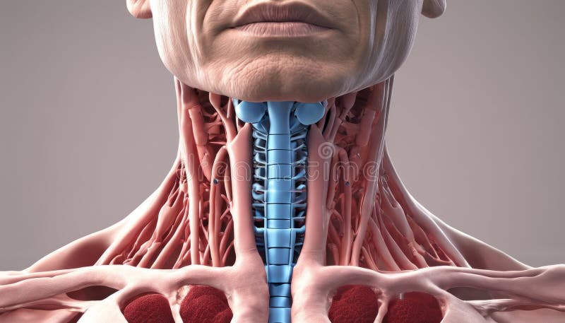 Anatomy of the Human Neck and Throat, Detailed 3D Rendering Stock ...
