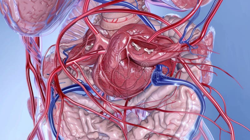 Anatomy Illustration Showing the Relationship between the Human Heart ...