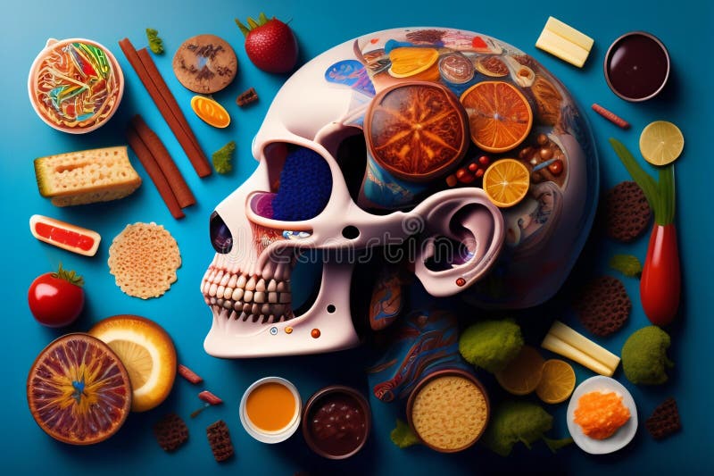The Anatomy of a Zoombie Head Made of Junk Food. Ai Generated Stock ...