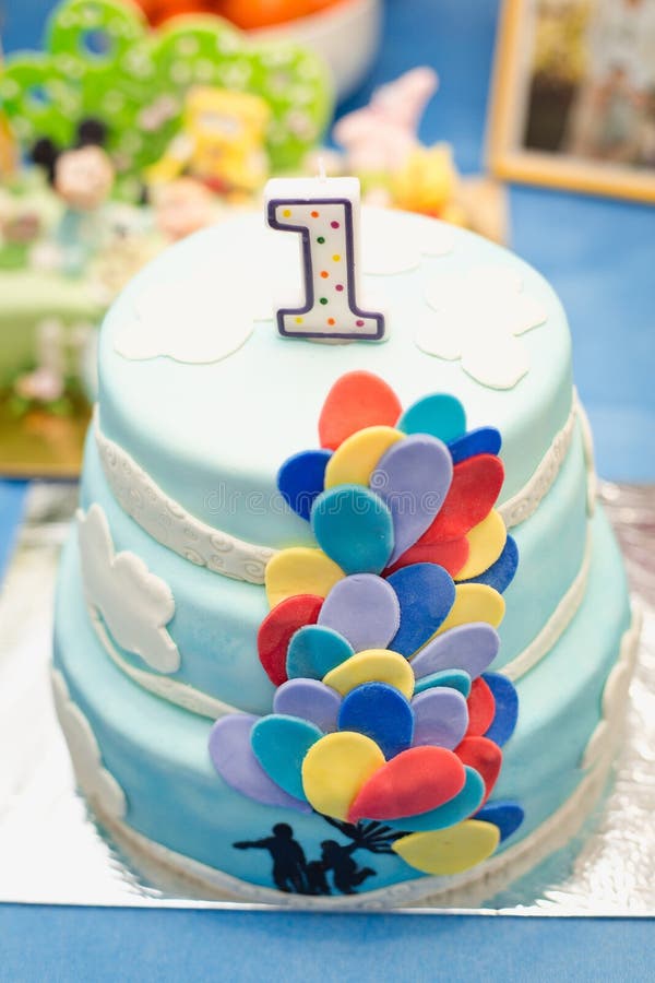 Anazing Cake for Boy`s First Birthday. Stock Photo - Image of anazing ...