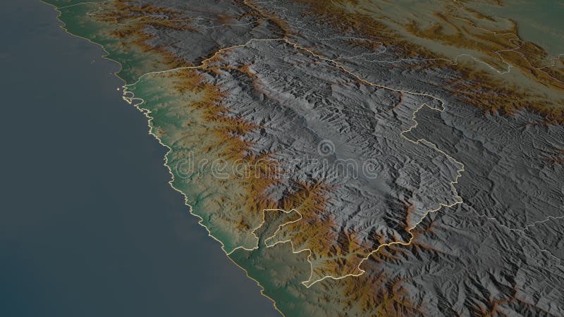 Ancash, Peru - Outlined. Relief Stock Illustration - Illustration of ...