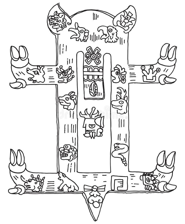 Ancent Mexican Tattoo Flash Set. Set of Aztec Labels and Elements ...