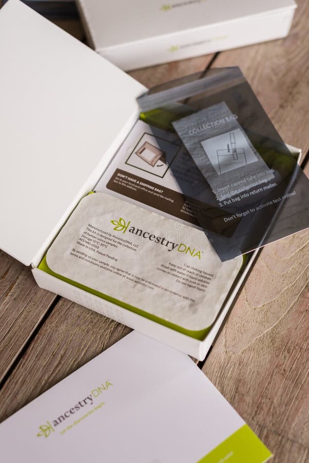 Ancestry DNA kit opened editorial image. Image of history - 180767915