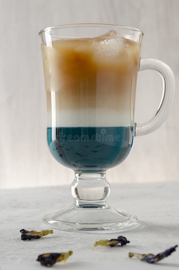 Anchan Butterfly Pea with Coffee and Milk. Anchan Latte Stock Photo ...