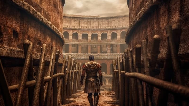 Anchient Roman Gladiator Entering. Generative AI Stock Illustration ...