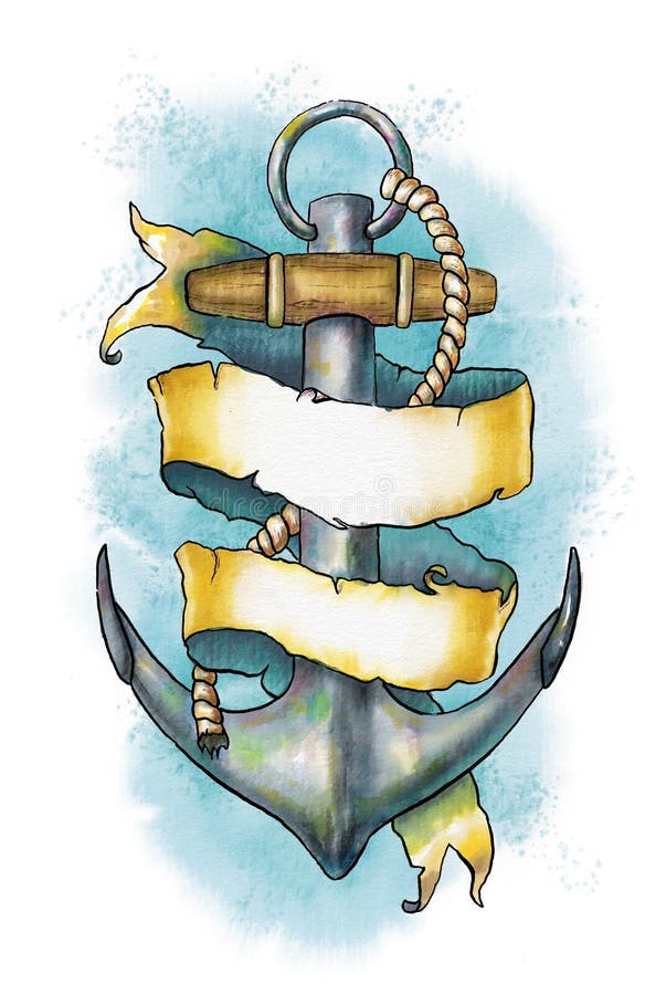 Anchor and banner stock illustration. Illustration of marine - 253761570