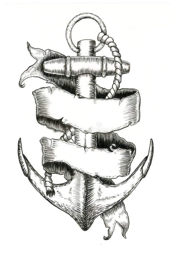 Anchor and banner stock illustration. Illustration of insignia - 253761573