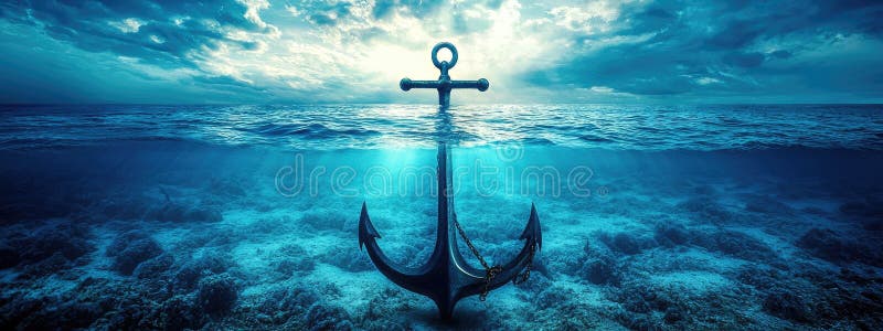 Anchor at the Bottom of the Ocean. Selective Focus Stock Photo - Image ...