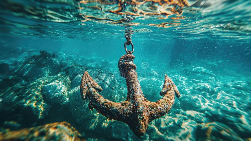 Anchor at the Bottom of the Ocean. Selective Focus Stock Photo - Image ...