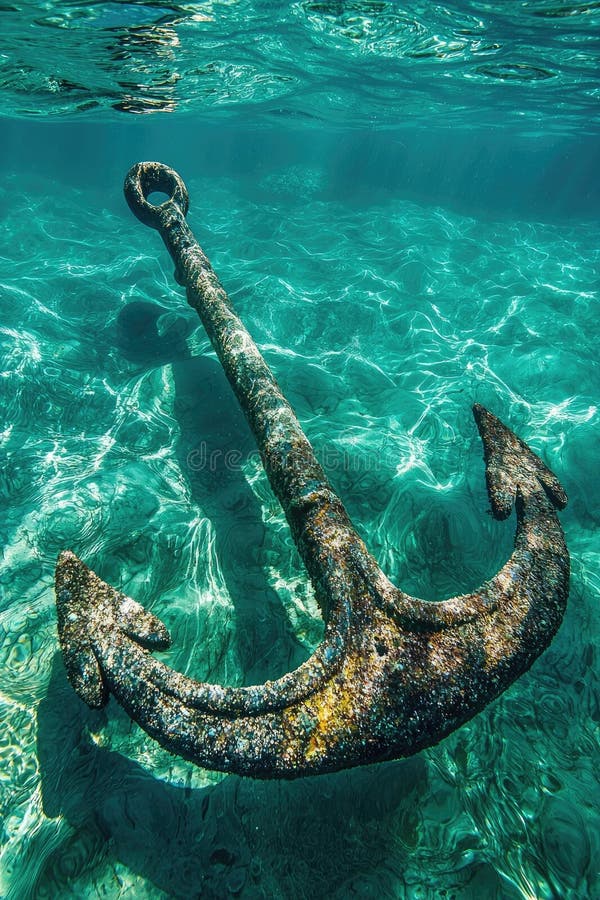 Anchor at the Bottom of the Ocean. Selective Focus Stock Image - Image ...