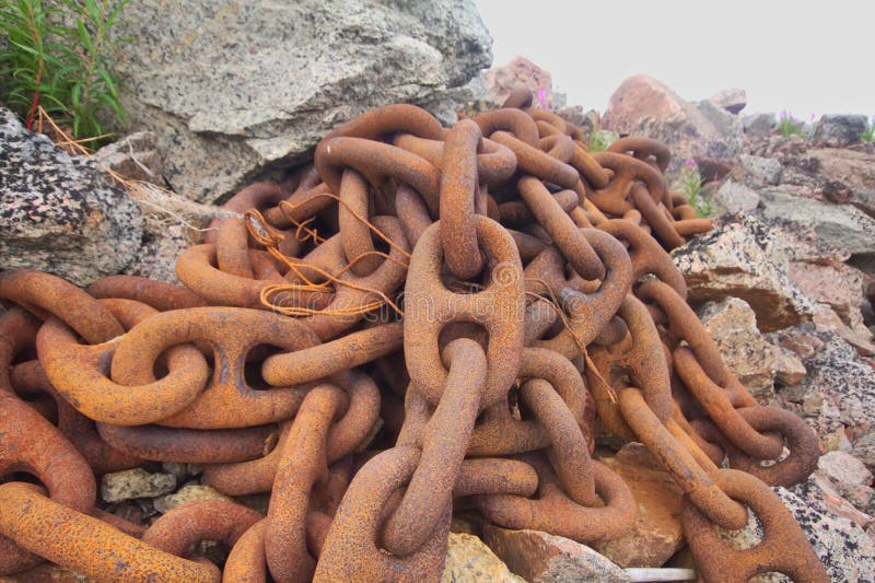 Anchor Chain from a Huge Ship Stock Image - Image of nautical ...