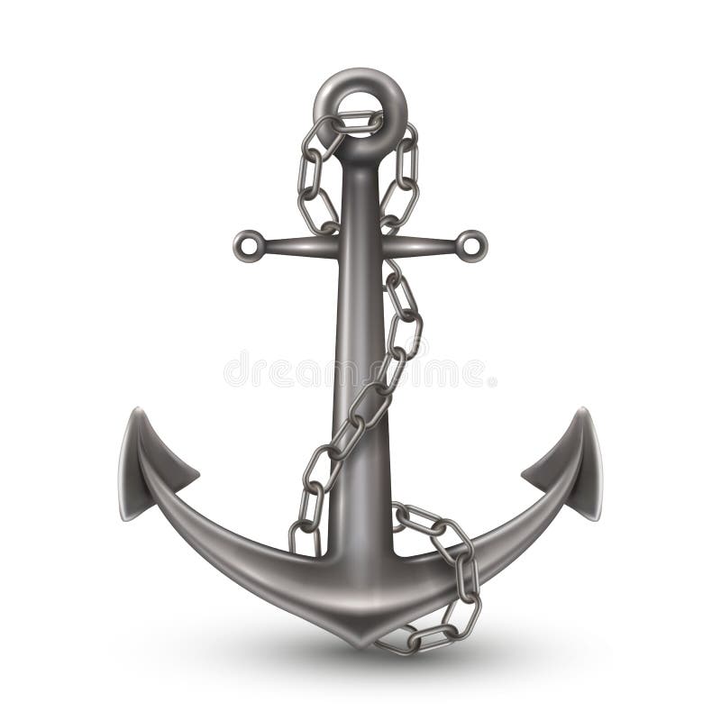 Realistic Anchor with Rope stock vector. Illustration of decoration ...