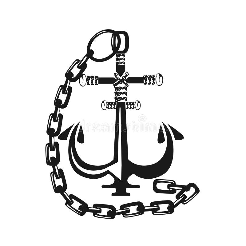 Anchor with chain stock vector. Illustration of chain - 95579533