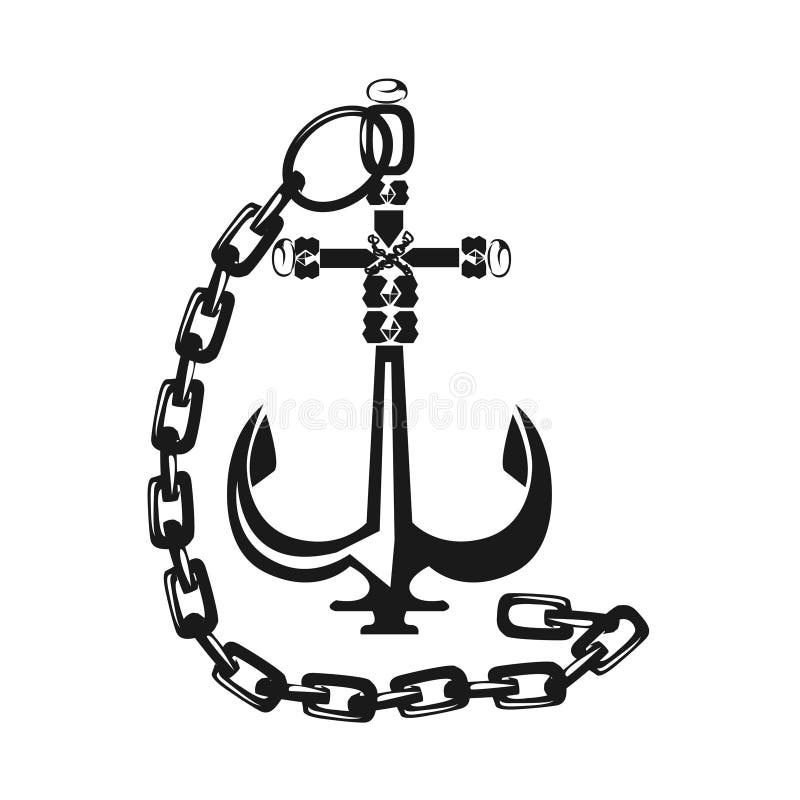 Anchor with chain stock vector. Illustration of sailing - 95579572