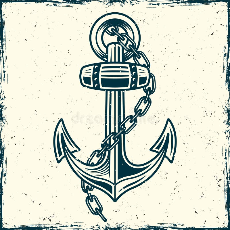 Anchor With Chain Drawing