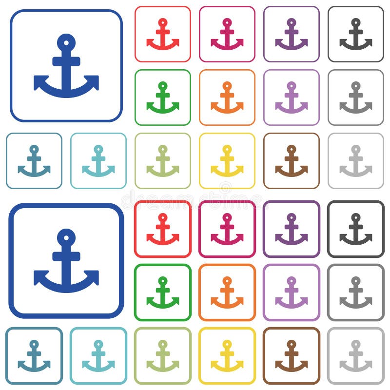 Anchor Color Outlined Flat Icons Stock Vector - Illustration of ...