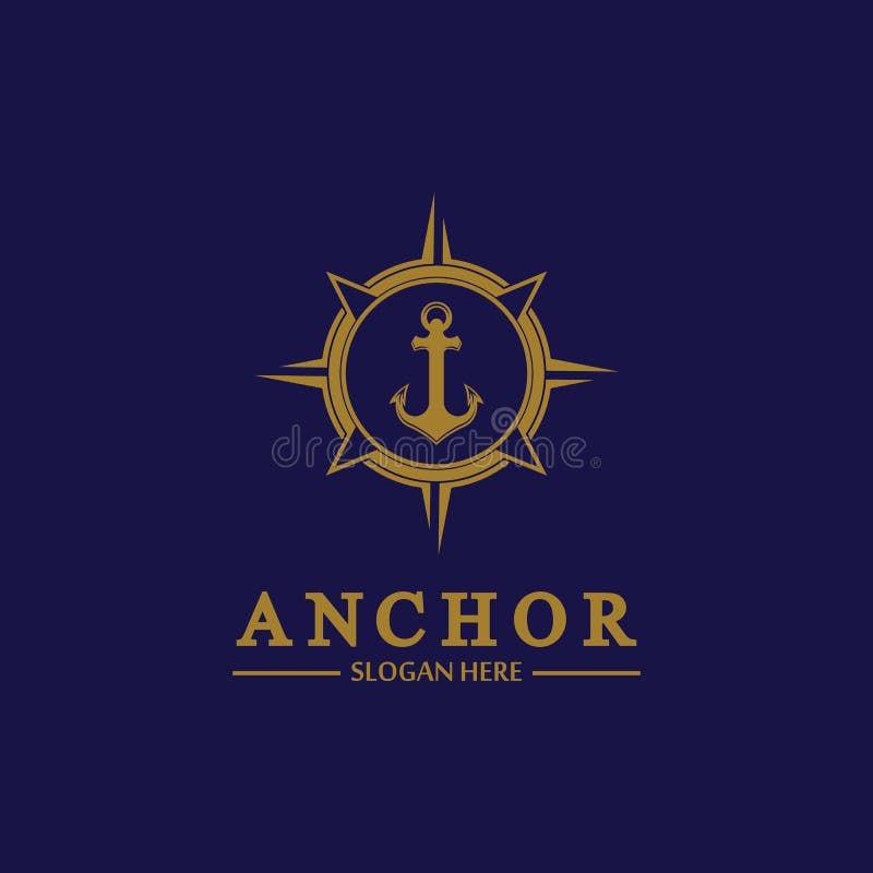 Anchor Compass Concept Icon Logo Vector Illustration Design,Nautical ...
