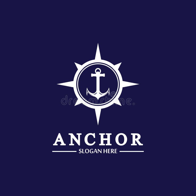 Anchor Compass Concept Icon Logo Vector Illustration Design,Nautical ...