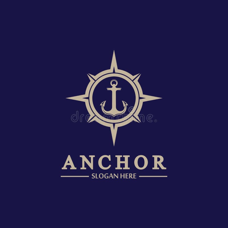 Anchor Compass Concept Icon Logo Vector Illustration Design,Nautical ...