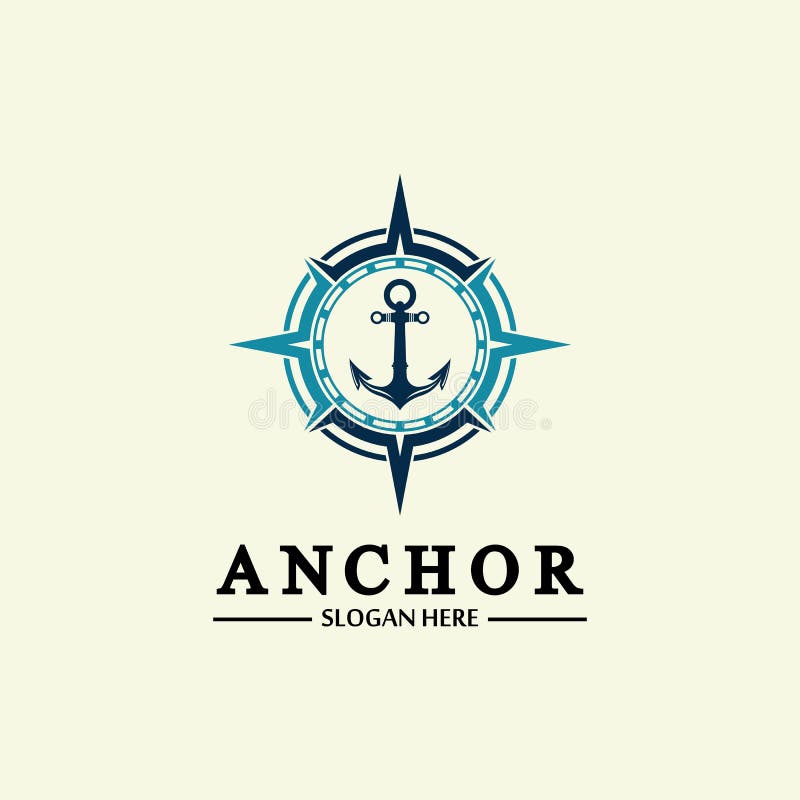 Anchor Compass Concept Icon Logo Vector Illustration Design,Nautical ...