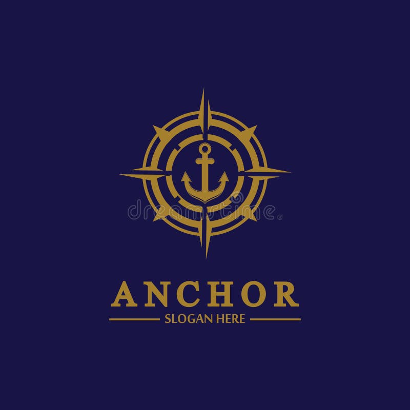 Anchor Compass Concept Icon Logo Vector Illustration Design,Nautical ...