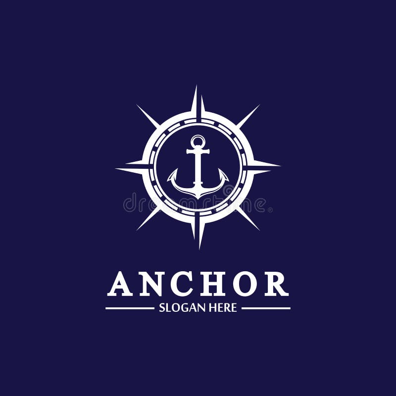 Anchor Compass Concept Icon Logo Vector Illustration Design,Nautical ...