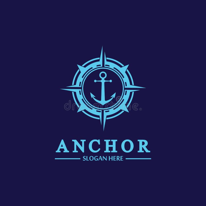 Anchor Compass Concept Icon Logo Vector Illustration Design,Nautical ...