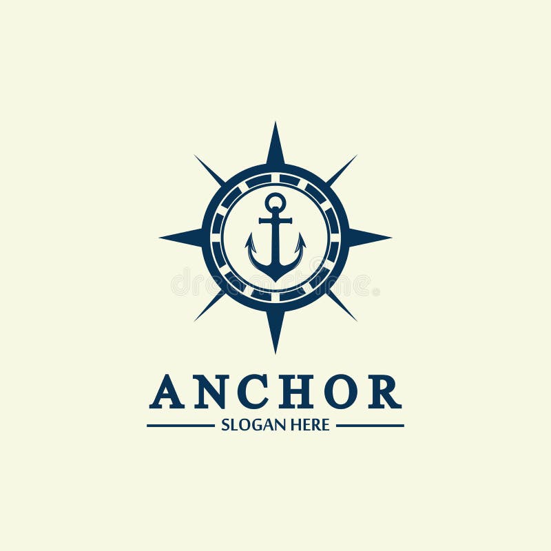 Anchor Compass Concept Icon Logo Vector Illustration Design,Nautical ...