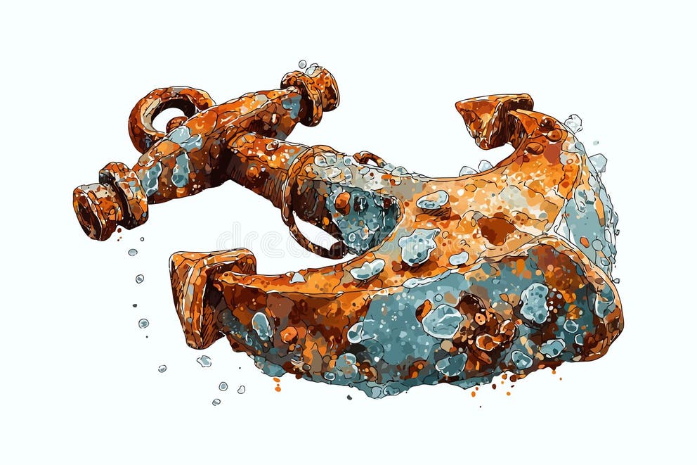 Anchor Covered in Rust and Barnacles Underwater Water Isolated Stock ...