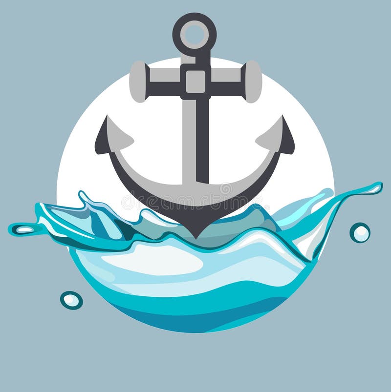 Anchor Dropping in Splash of Water Flat Design Vector Stock Vector ...