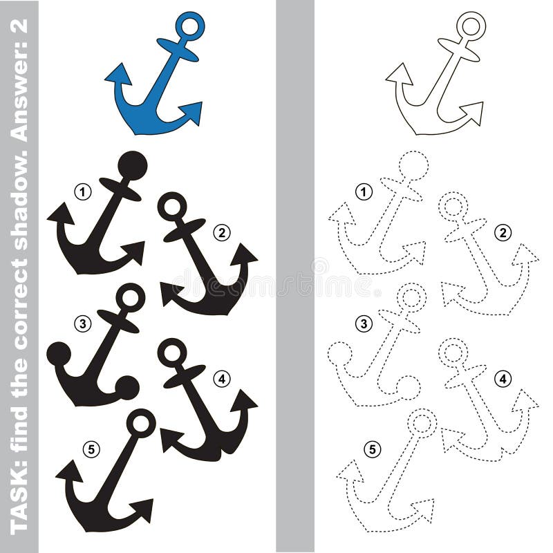 Anchor with Shadow from the Ship To the Pier. Vector Object Isolated on ...
