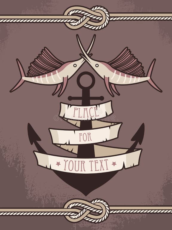 Anchor and fish stock vector. Illustration of marine - 60723292