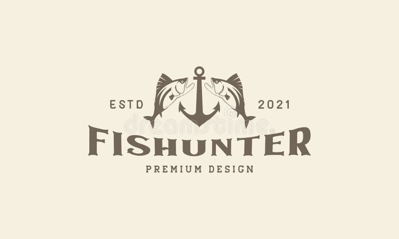 Anchor with Fish Predator Vintage Logo Design Vector Icon Symbol ...