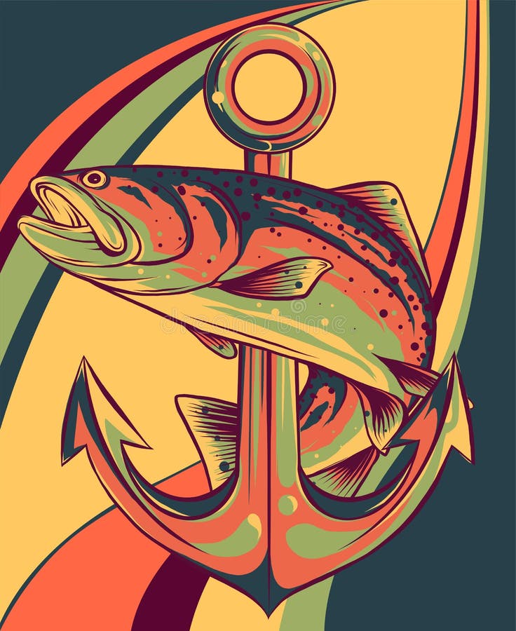 Fish Around the Anchor Vector Illustration Art Stock Vector ...