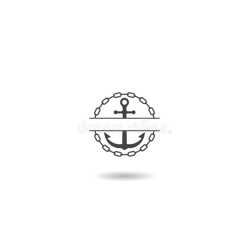 Anchor in the Framing from Chain Icon with Shadow Stock Vector ...