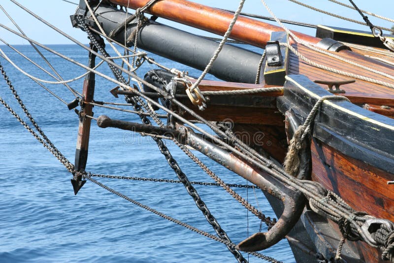 Anchor and Front Part of Vessel Stock Photo - Image of hook, harbor ...