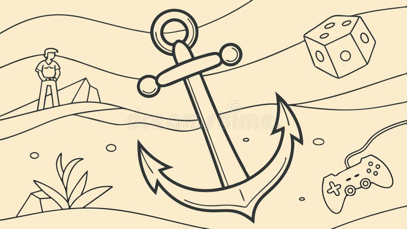 Anchor with Gaming Elements, Leisure Hobbies Vector Art, Vector Design ...