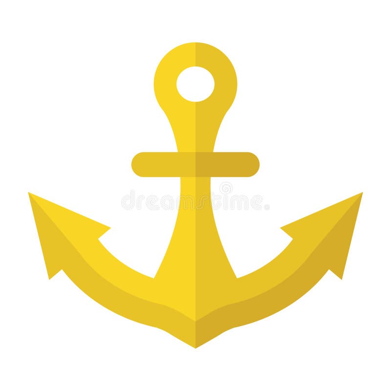 Anchor of gold metal stock vector. Illustration of ocean - 79480642